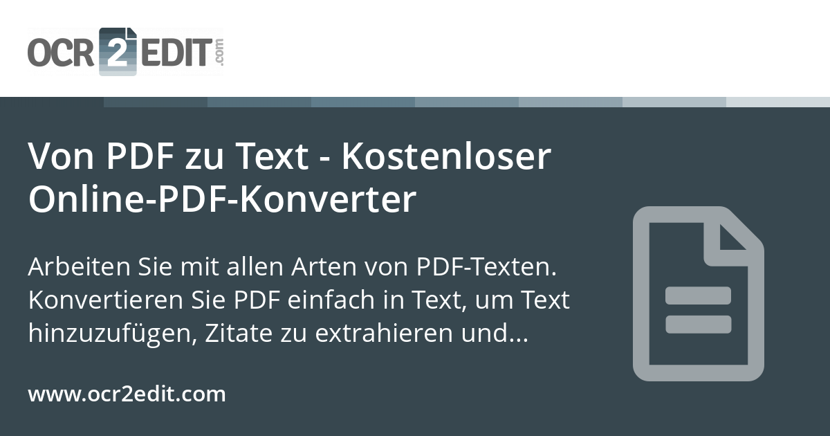 Von PDF zu Text - Kostenloser online PDF Converter