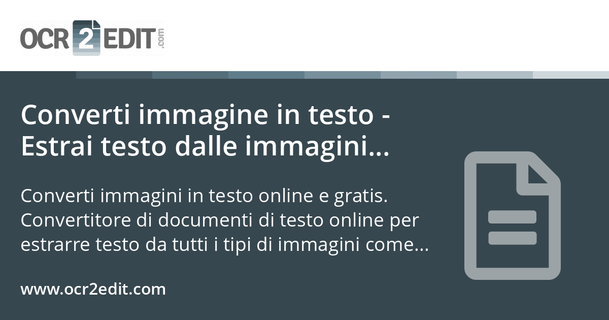 Converti immagine in file di testo - Estrai il testo da un'immagine online