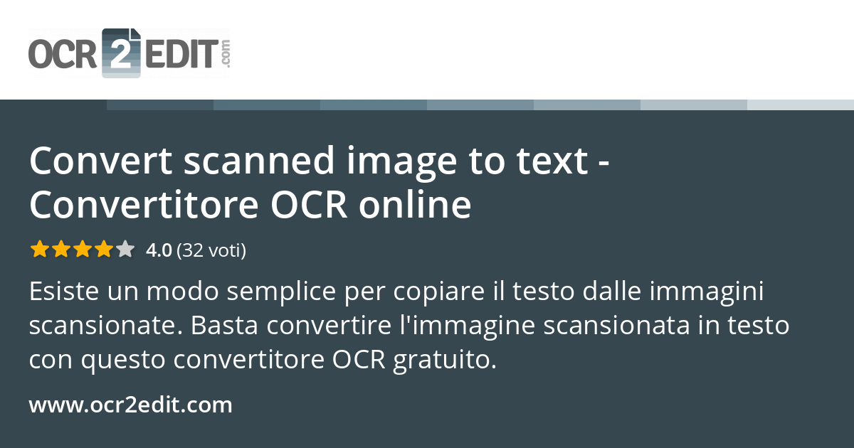 Converti un'immagine scannerizzata in file di testo - Convertitore OCR ...