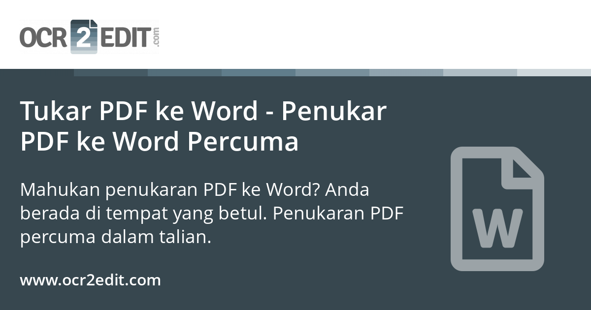 Tukar PDF ke Word - Penukar PDF ke Word Percuma